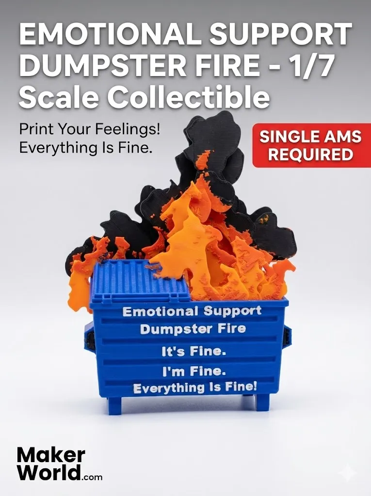 Emotional Support Dumpster Fire: 1/7 Scale - Free 3D Print Model ...