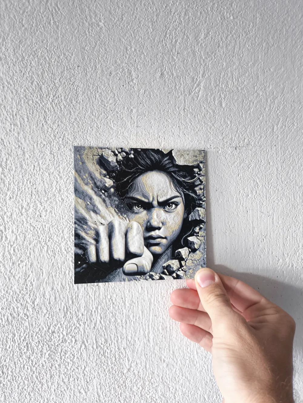 Angry woman face breaking wall - Free 3D Print Model - MakerWorld