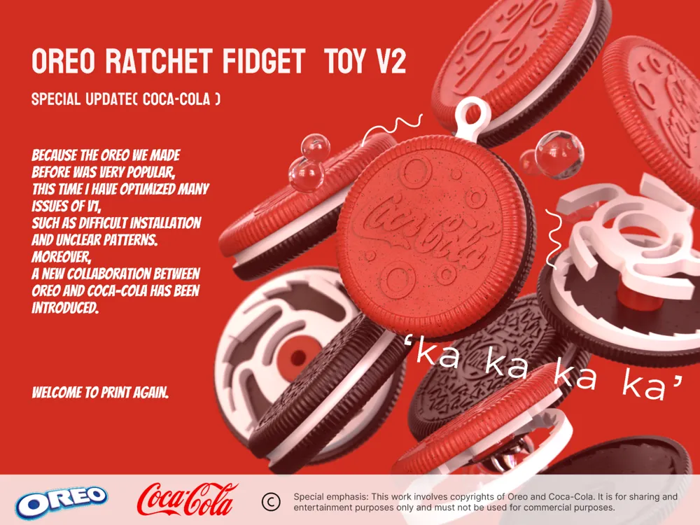 Oreo ratchet decompression toy fidget - Free 3D Print Model - MakerWorld
