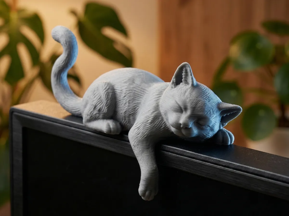 Purr-fect Monitor Companion - Cozy Sleeping Cat - Free 3D Print Model ...