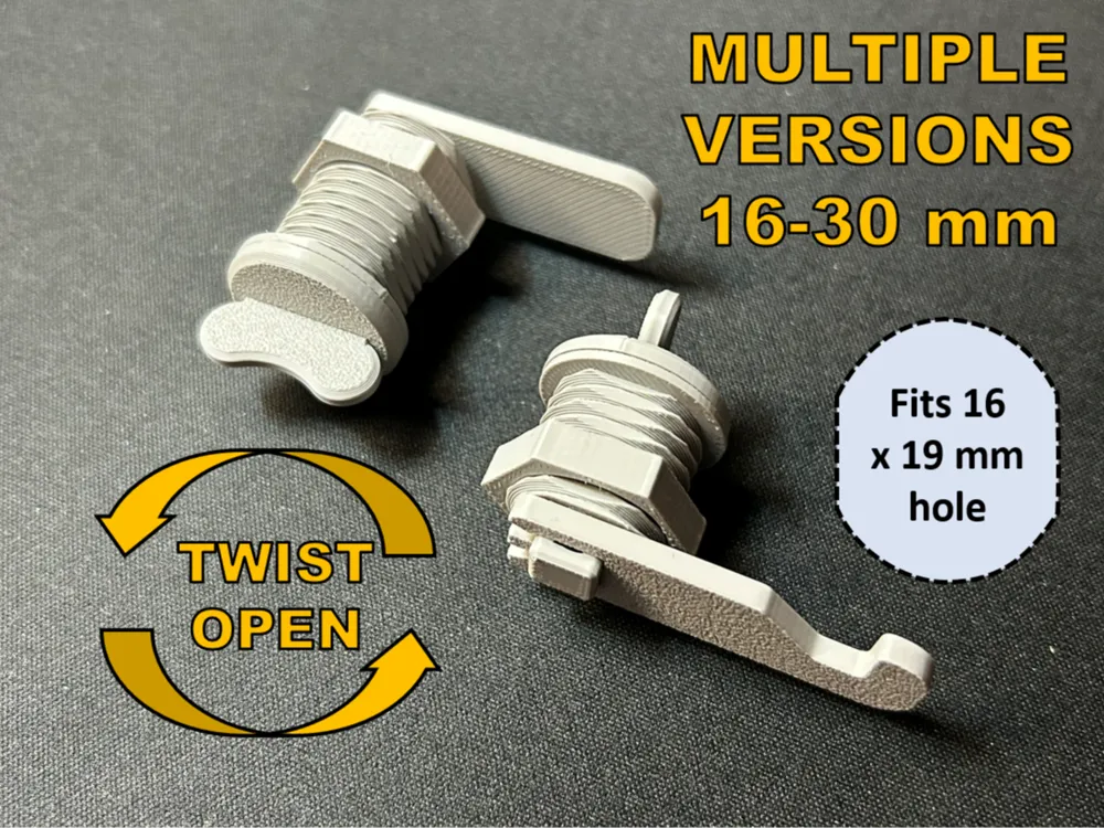 Cabinet Lock / Cam Lock - Twist Open - Free 3D Print Model - MakerWorld