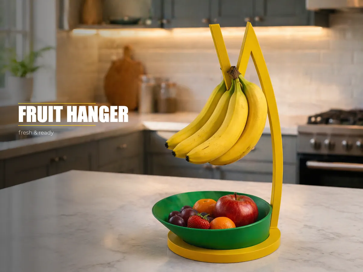 Banana Hanger & Fruit Bowl – Kitchen Organizer - Free 3D Print Model ...