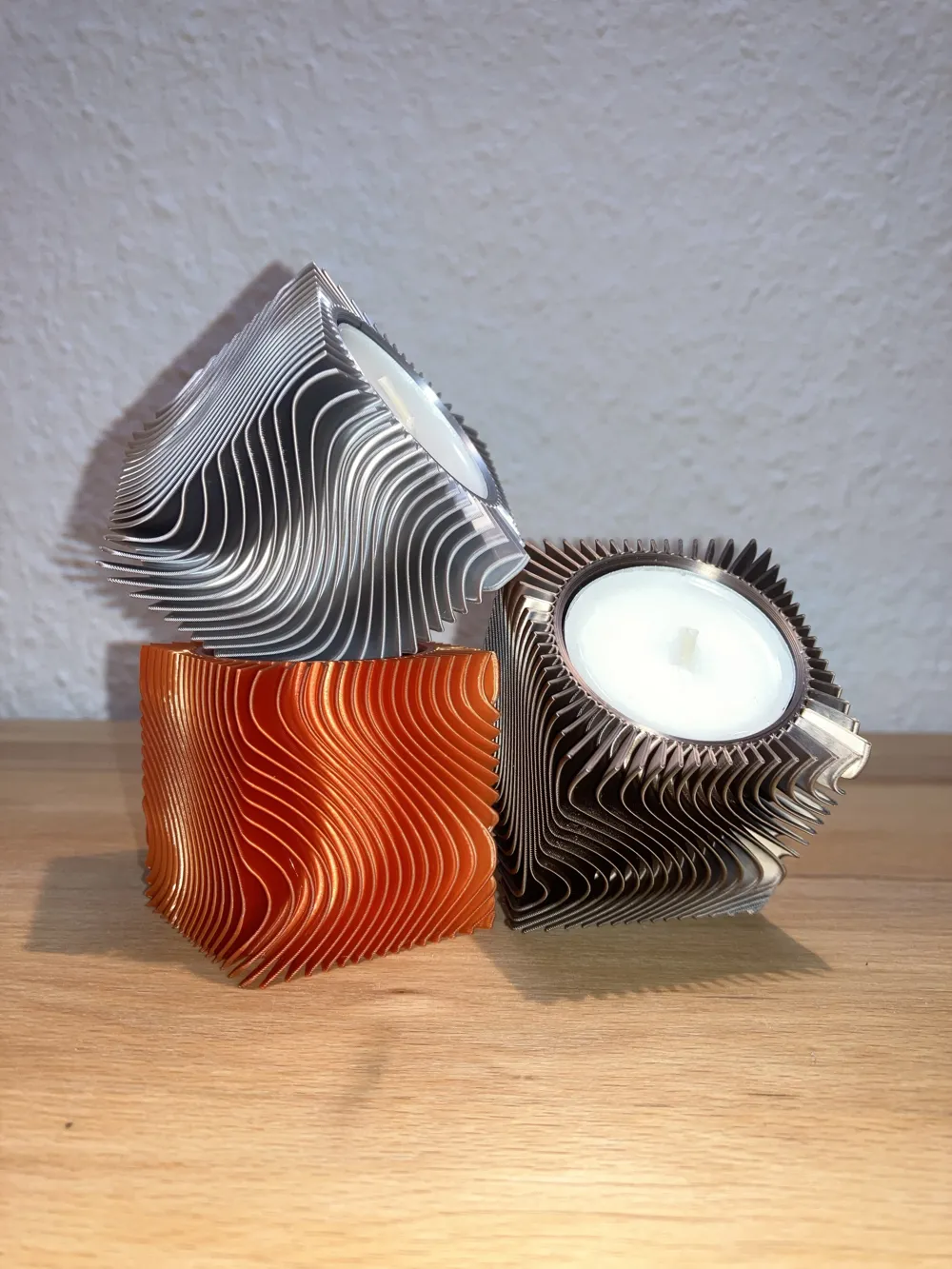 Candle Holder Wavy Cube - Free 3D Print Model - MakerWorld