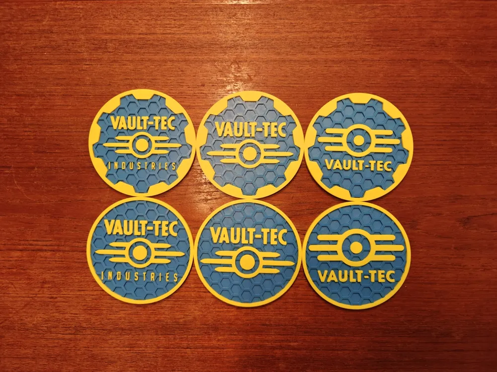 Vault Tec Industries: Hex Coaster - Free 3D Print Model - MakerWorld