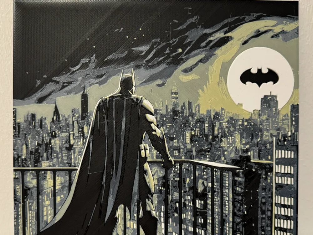 Batman in Gotham City - HueForge by Bobonator - MakerWorld