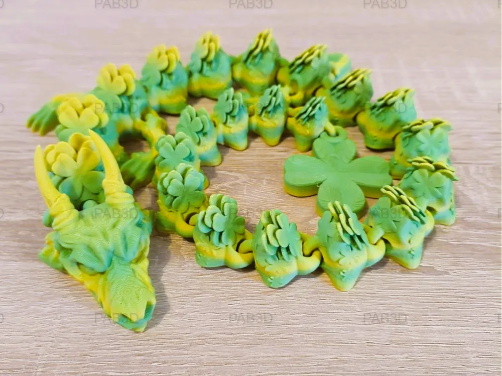 Articulated Flexi Dragon Clover by PAB3D MakerWorld: Download Free 3D ...