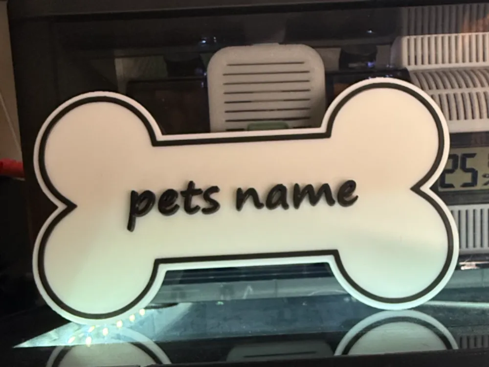 PET NAME DOG BONE SIGN - FULLY EDITABLE - Free 3D Print Model - MakerWorld