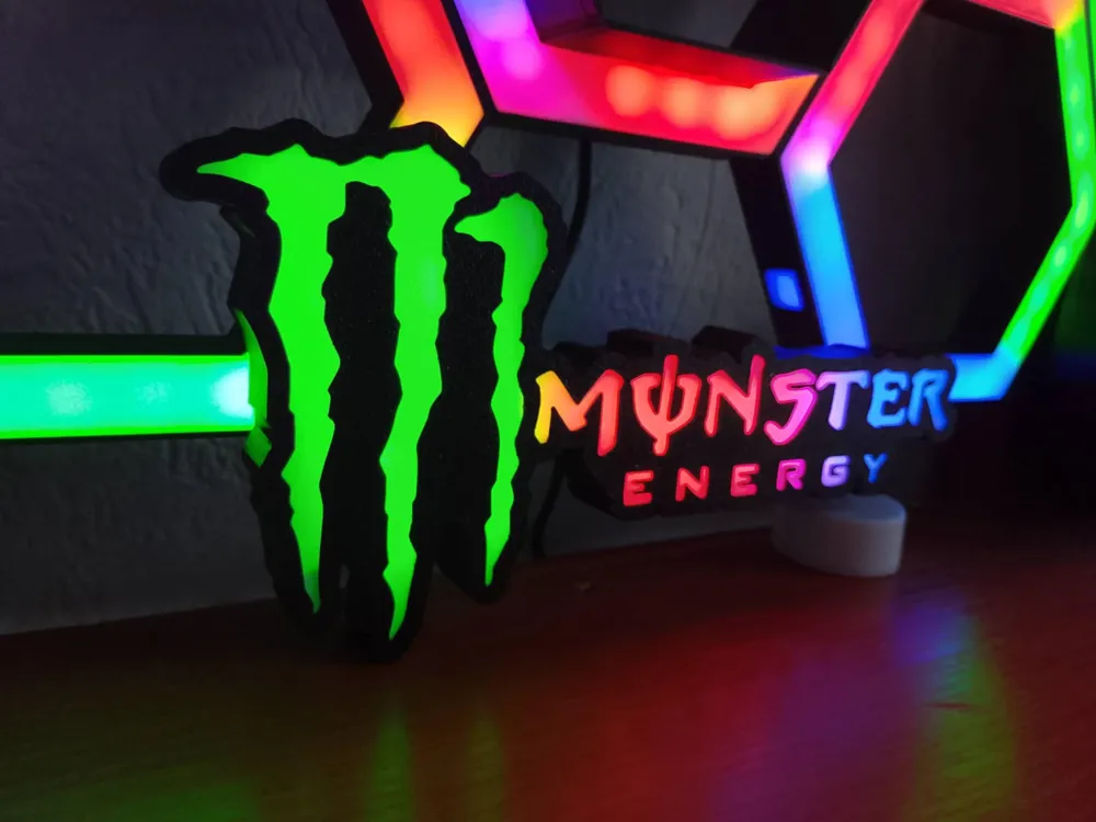 Monster Energy – Logo LED Illuminé Impression 3D - Modèle d'Impression ...