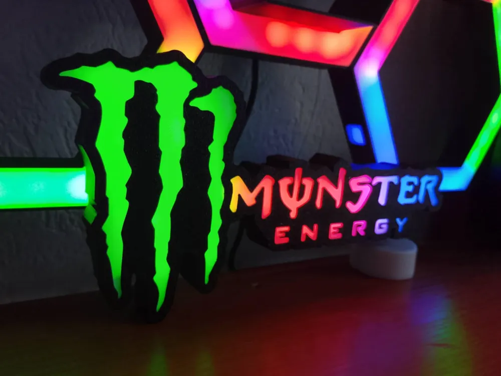 Monster Energy – Logo LED Illuminé Impression 3D - Modèle d'Impression ...