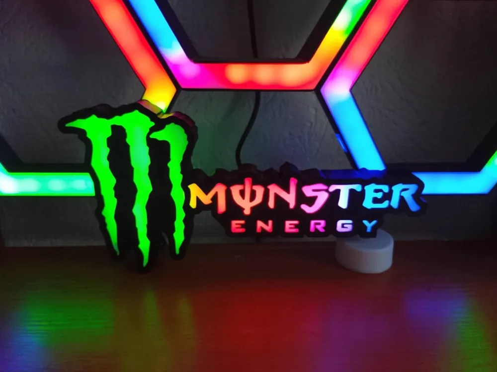 Monster Energy – Logo LED Illuminé Impression 3D - Modèle d'Impression ...