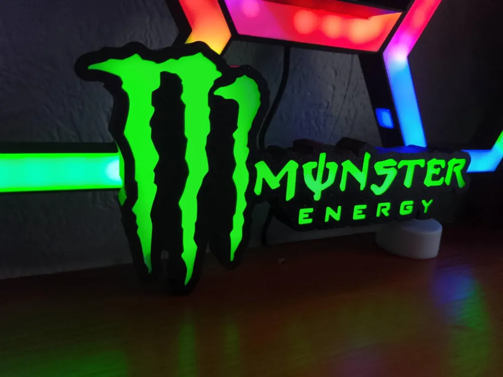Monster Energy – Logo LED Illuminé Impression 3D - Modèle d'Impression ...