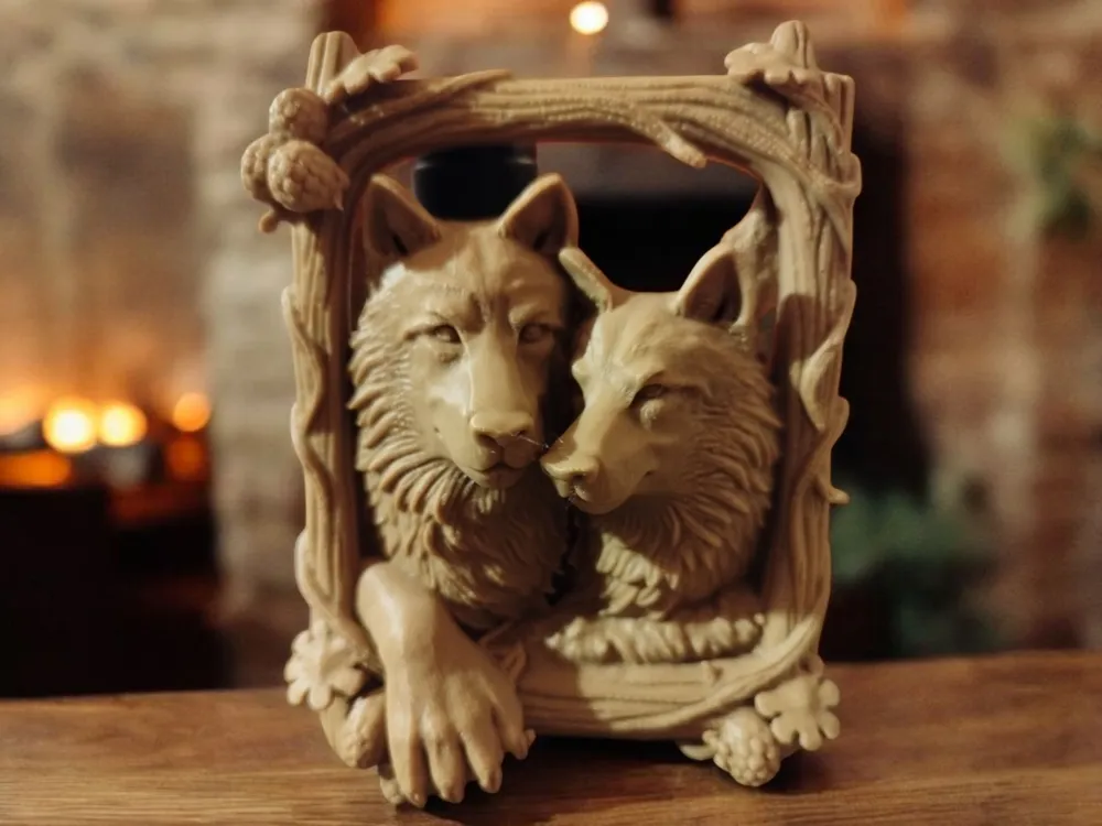 “Wolf Harmony – Nature‑Framed Twin Wolves” - Free 3D Print Model ...