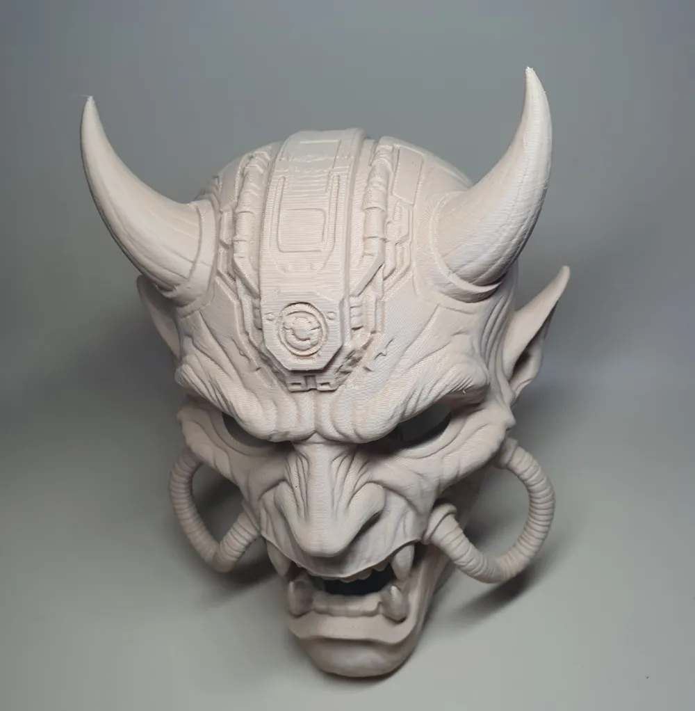 Cyberpunk steampunk Oni demon mask (v 2) - Free 3D Print Model - MakerWorld
