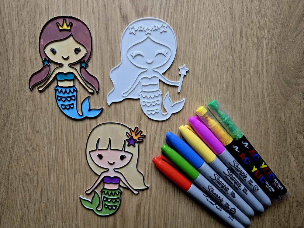 Cute Mermaids Pack DIY Coloring NO AMS - Free 3D Print Model - MakerWorld