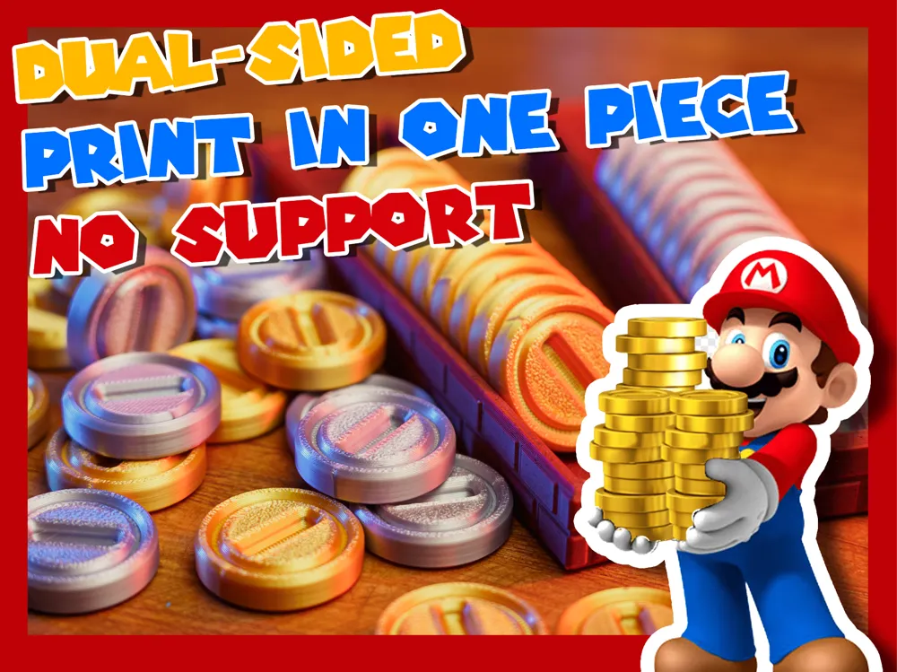 Dual-Sided Super Mario Coin（No Glue, No Support) by Angie's Gizmos ...