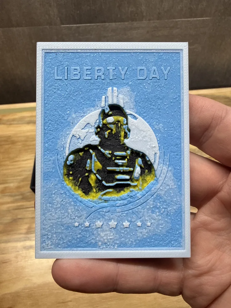 Helldivers 2 Liberty Day Trading Card - Free 3D Print Model - MakerWorld
