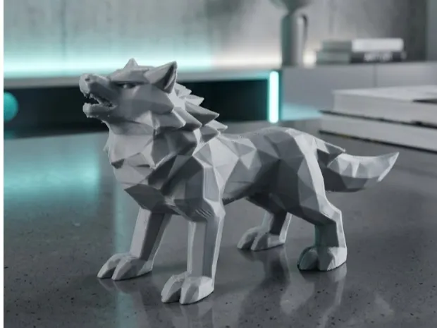 Low Poly Wolf – Stylized Statue - Free 3D Print Model - MakerWorld