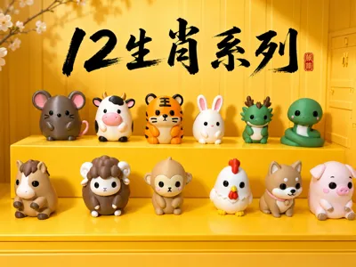 Collection of the 12 Chinese Zodiac Animals - Free 3D Print Model ...