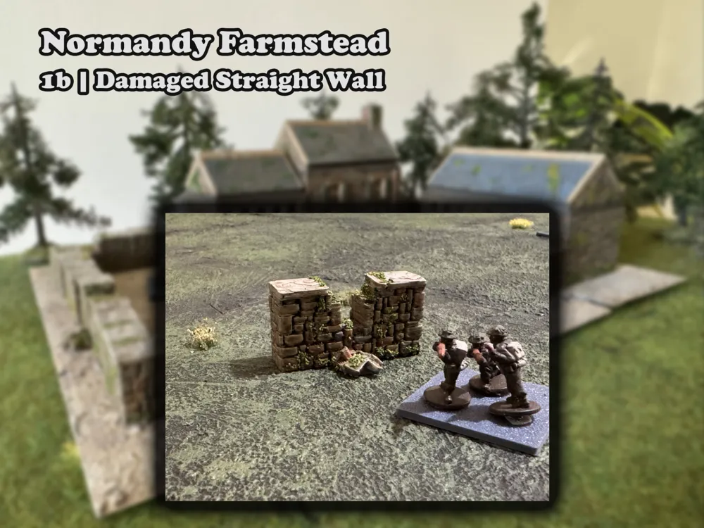 15mm Normandy Farmstead | 1b Damaged Straight Wall - Free 3D Print ...