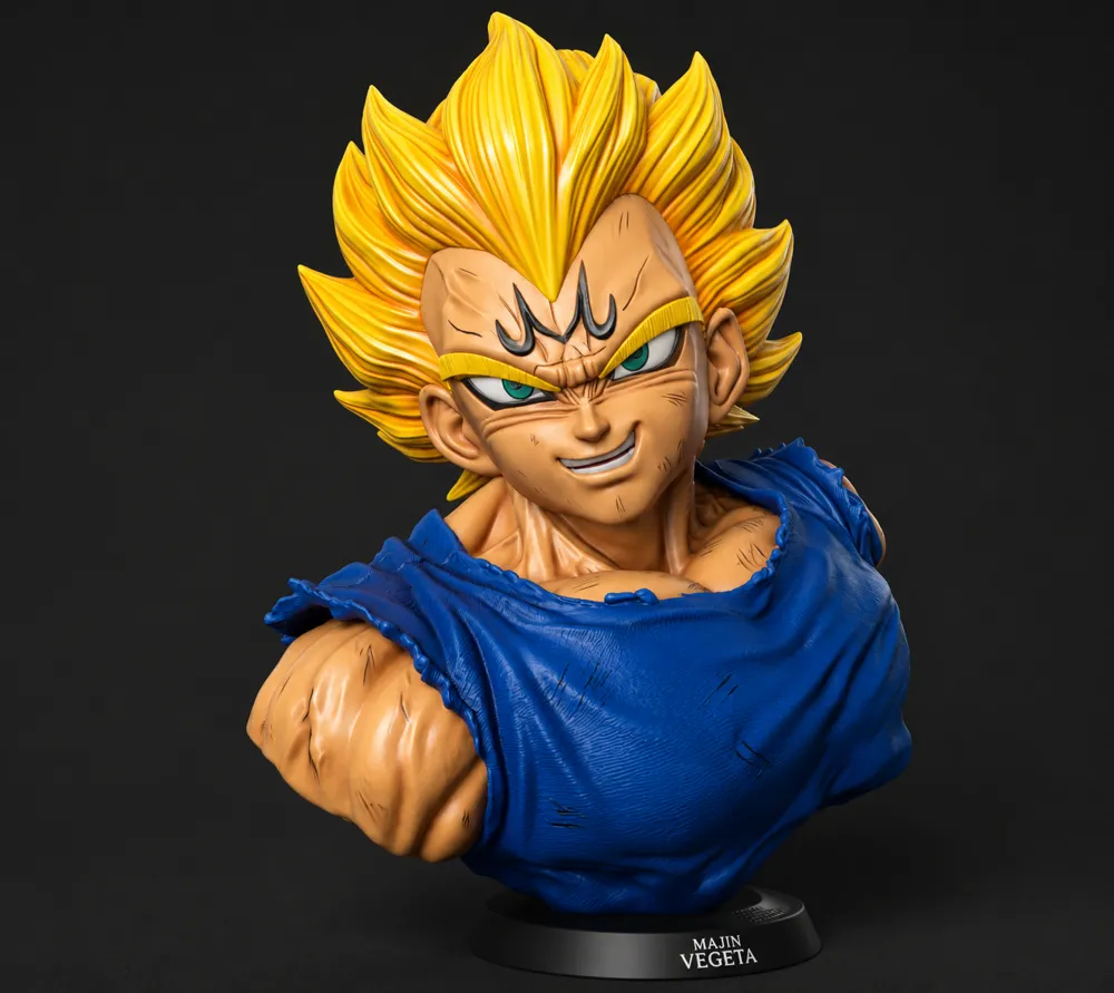 Majin Vegeta Bust Dragon Ball Z (2-Part Print) - Free 3D Print Model ...