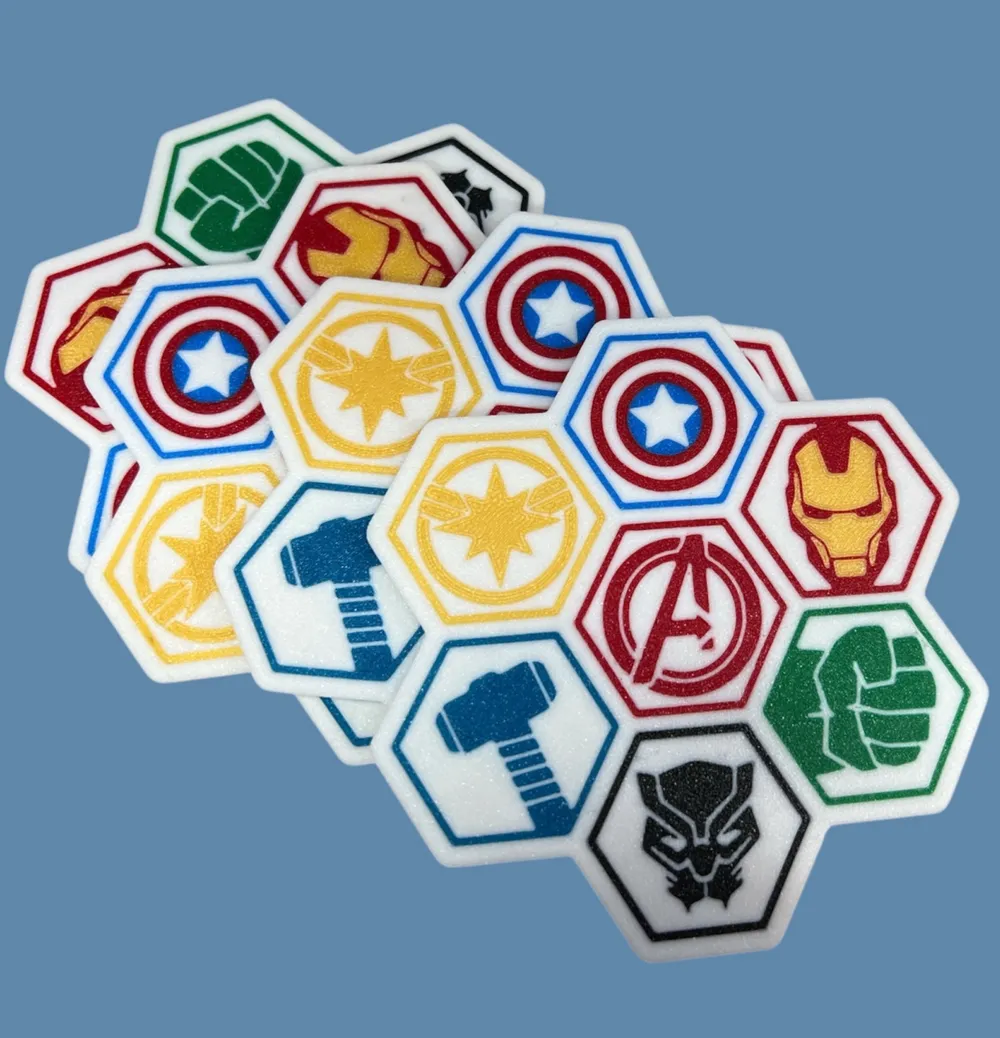 MARVEL AVENGERS INSPIRED COASTERS WITH STAND by Bama Prints 3D - MakerWorld