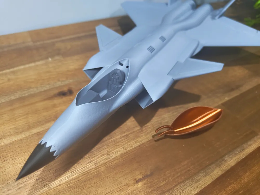 Fighter jet with cockpit & rotating wheels by scunge MakerWorld: Download Free 3D Models
