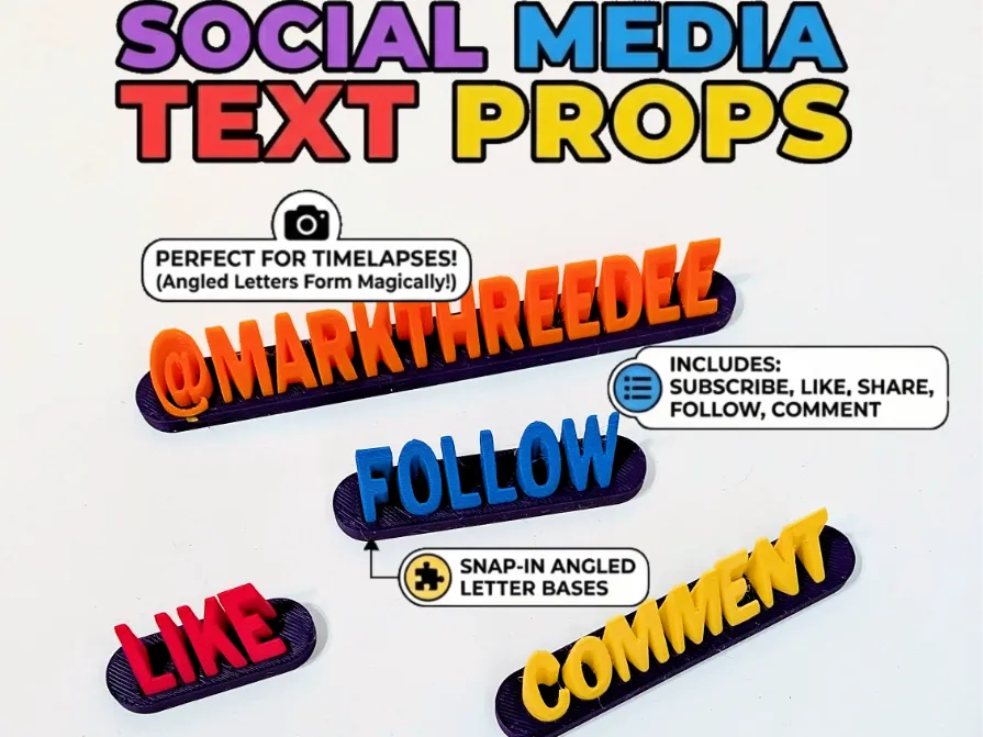 Social Media Text Props - Free 3D Print Model - MakerWorld
