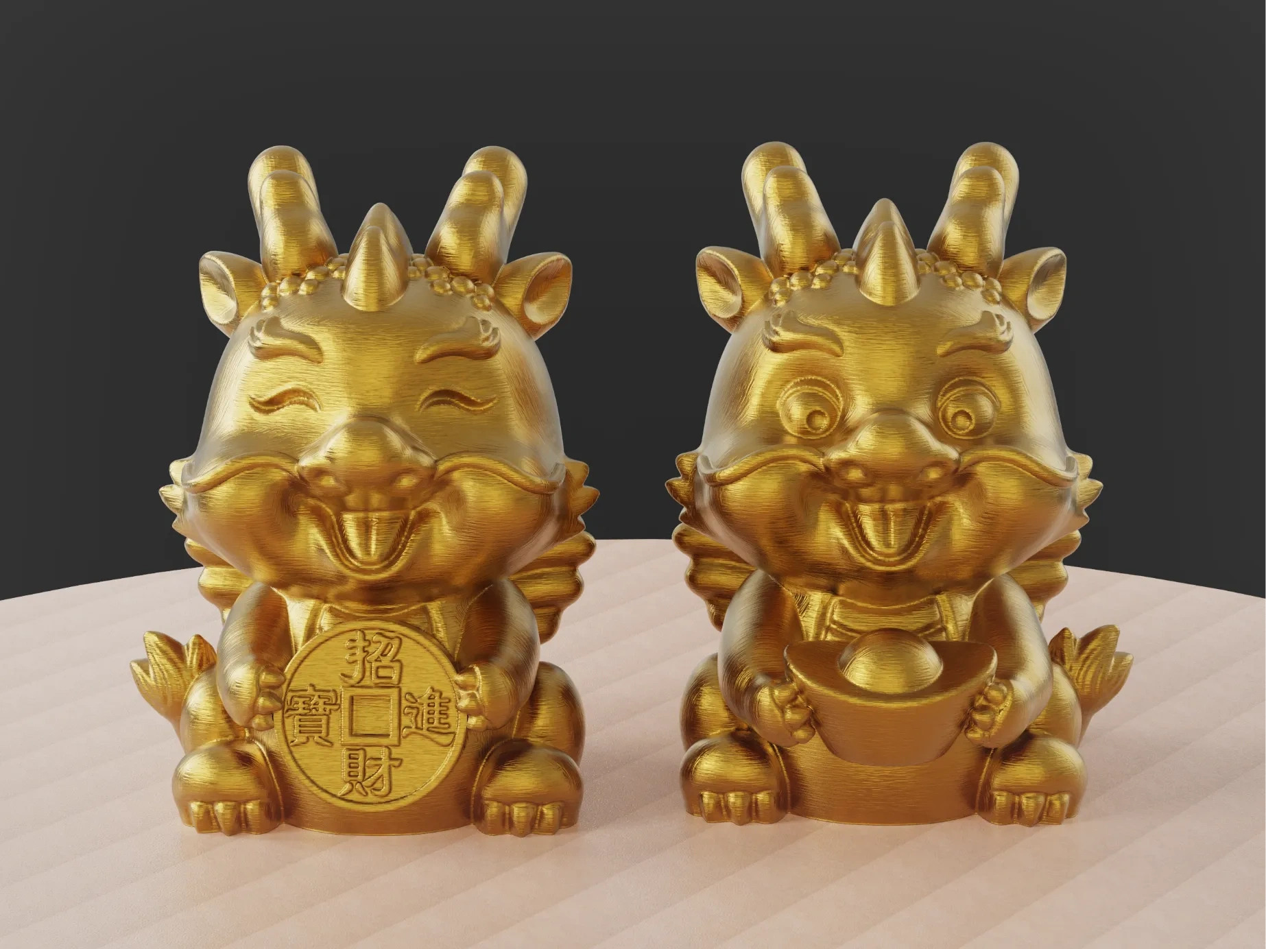 Lucky Dragon Ornament (Pair) by hild MakerWorld: Download Free 3D Models