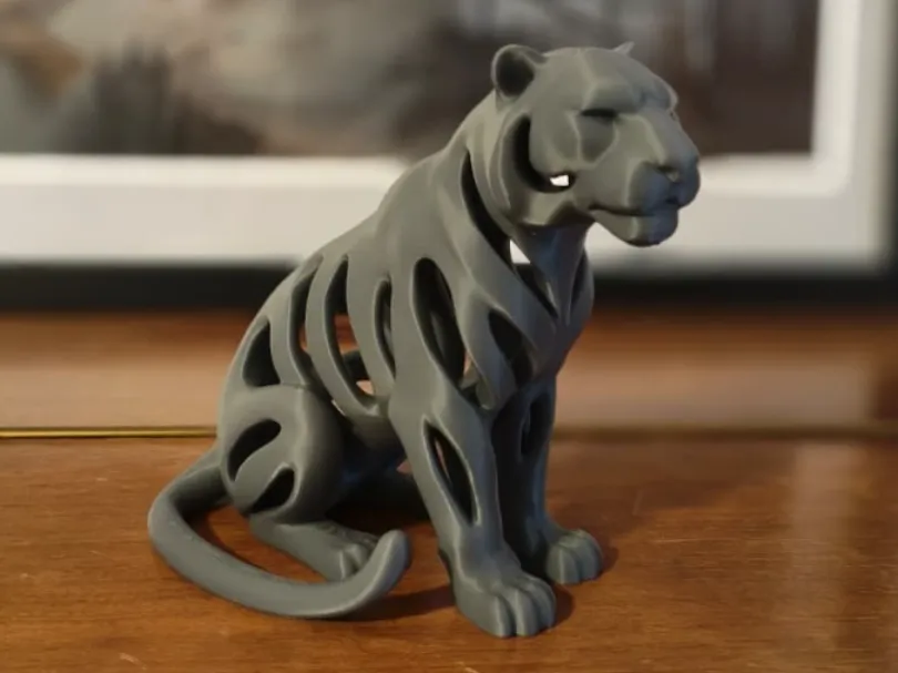 Elegant Hollow Design Sitting Tiger Sculpture - Free 3D Print Model ...