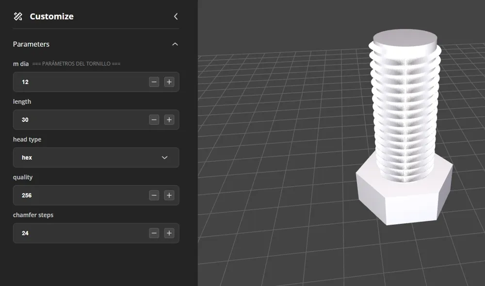 Parametric screw, metric thread, Allen key hex head by GoLoS MakerWorld ...