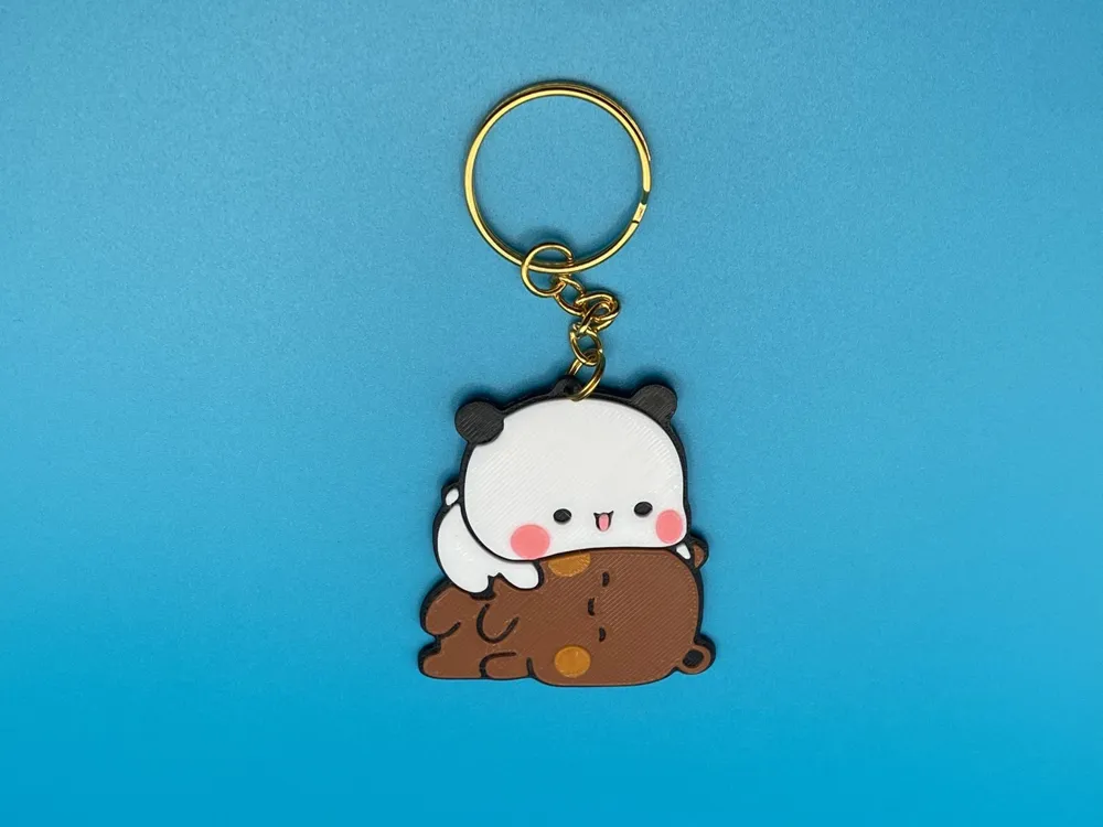 Bubu amd Dudu - cute bear panda Keyring - Free 3D Print Model - MakerWorld