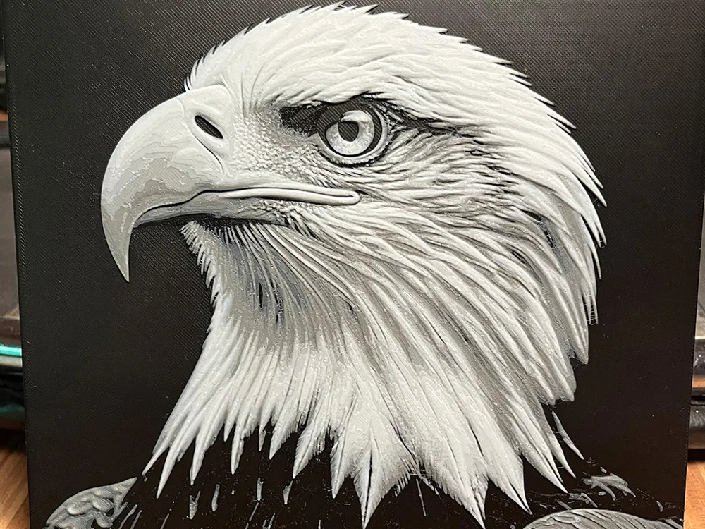 Bald Eagle - HueForge - B/W (3 Colors) - Free 3D Print Model - MakerWorld