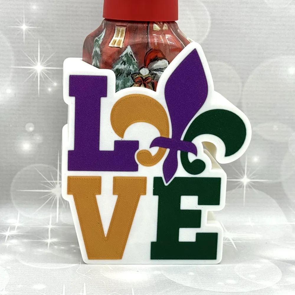 Mardi Gras LOVE BBW Soap Bottle Holder - Free 3D Print Model - MakerWorld