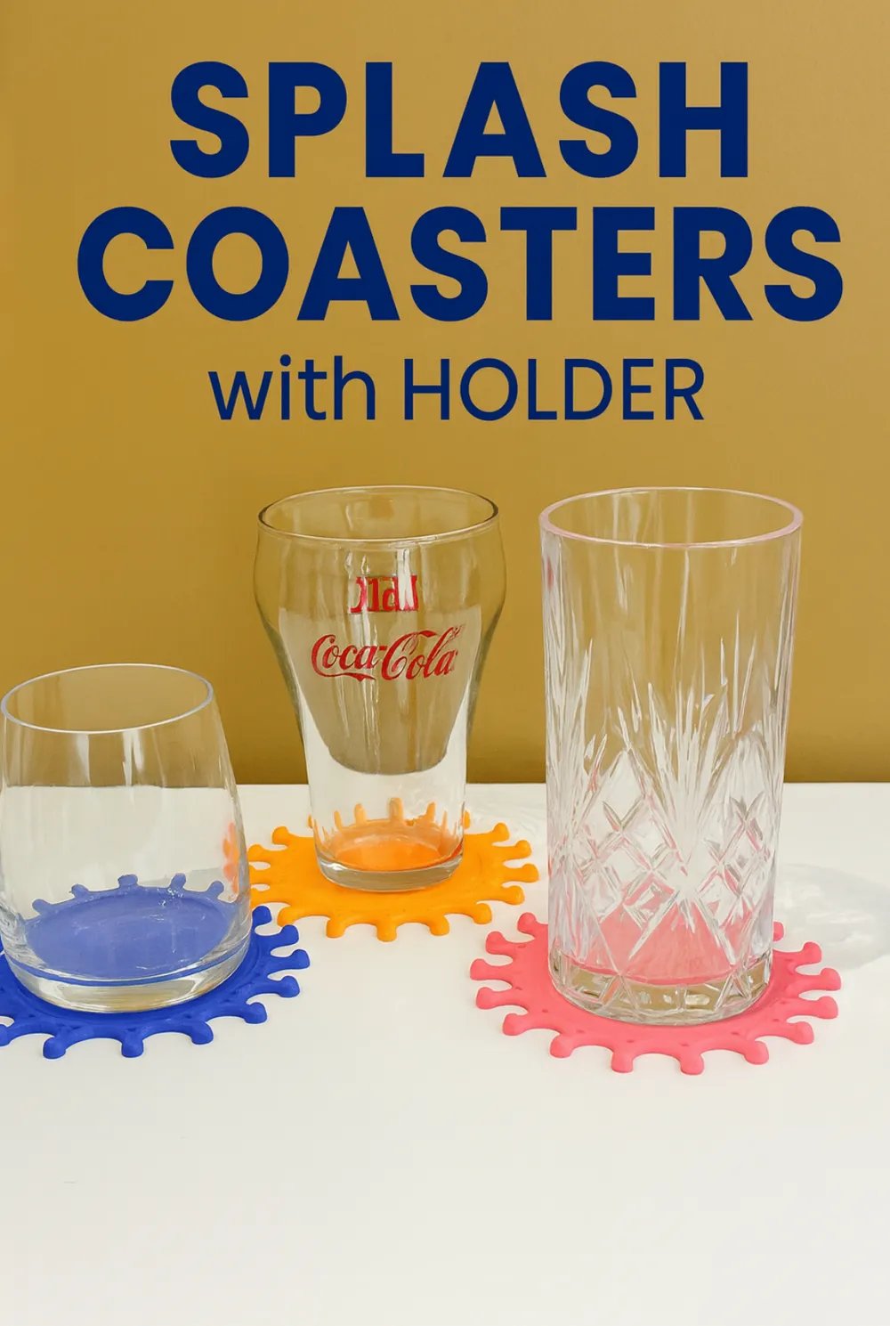 Splash Coasters with Holder by DCprint MakerWorld: Download Free 3D Models