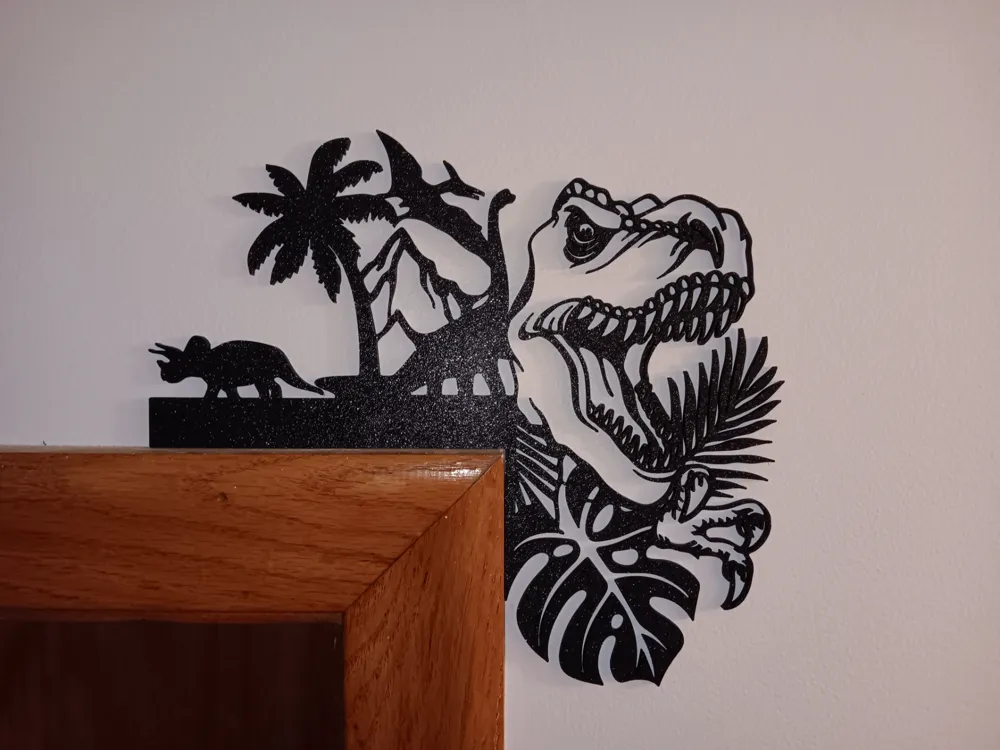 T- Rex and other Dinos Silhouette Door Corner by AmishAtlas Designs - MakerWorld