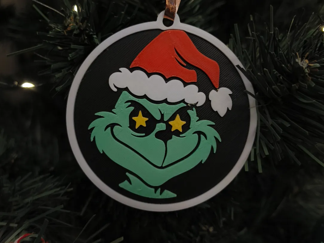 Grinch Christmas Ornament with Star Eyes - Free 3D Print Model - MakerWorld