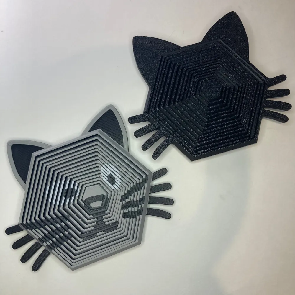 Feline Fidget - Kitty Cat Hexagon Fidget Toy - Free 3D Print Model ...