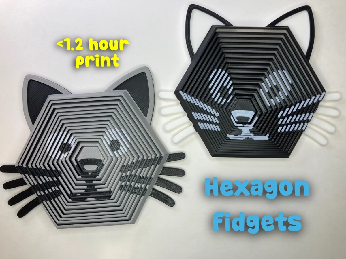 Feline Fidget - Kitty Cat Hexagon Fidget Toy - Free 3D Print Model ...