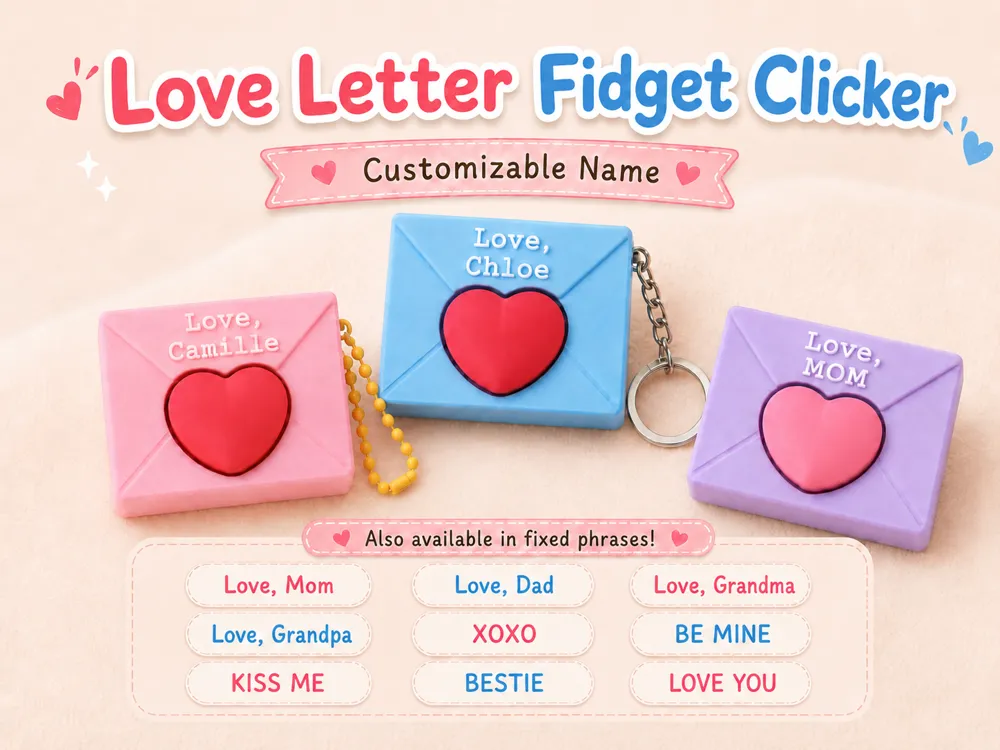 Love Letter Fidget Clicker - Customizable Name - Free 3D Print Model ...