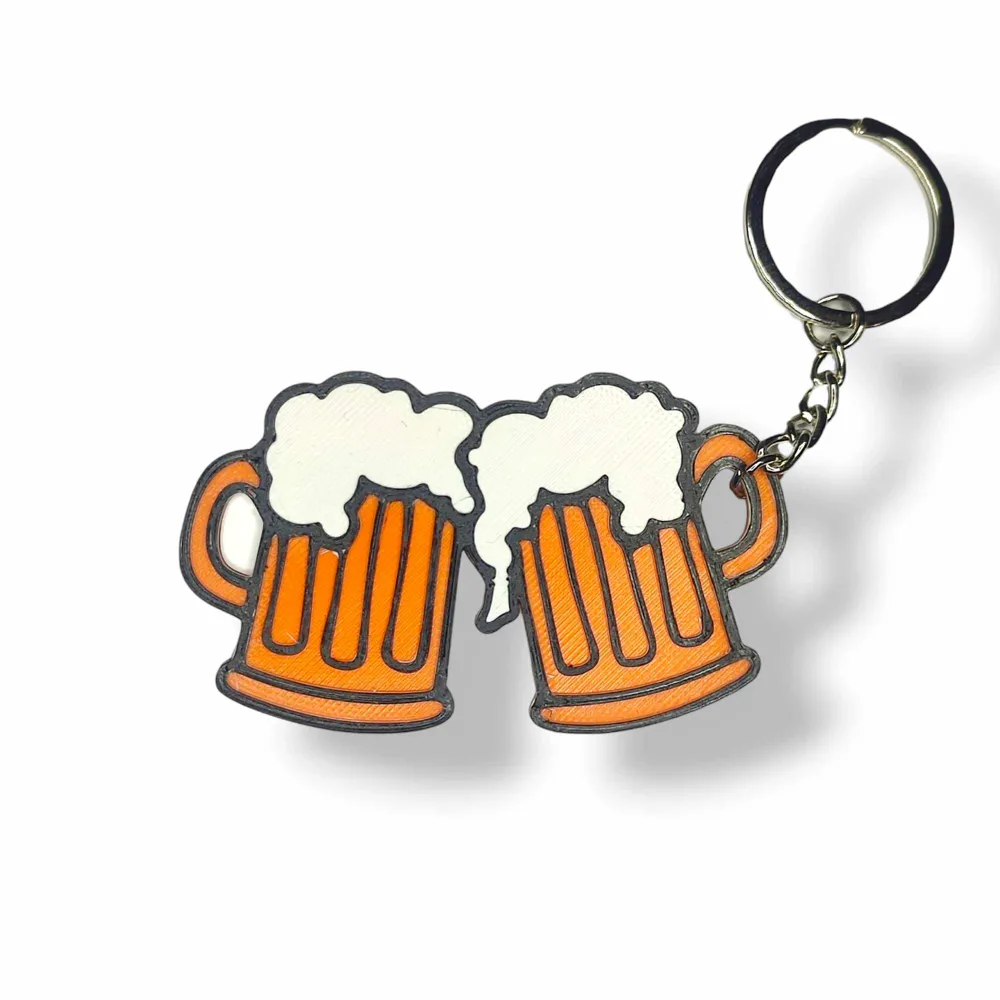 Two BEERS Keychain - double side with text by Qunie 3D - MakerWorld