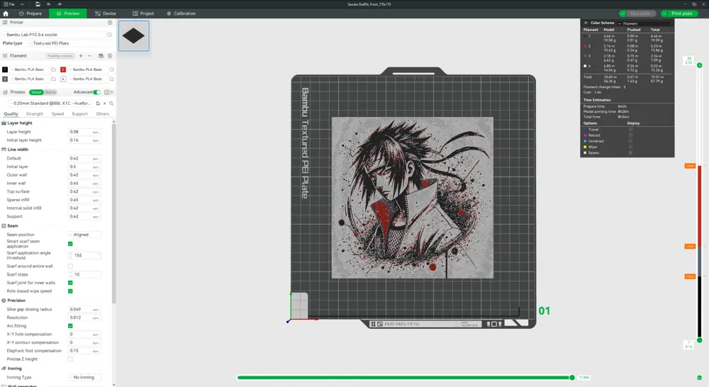 Graffiti Uchiha Sasuke Hueforge by 3Ree Printing - MakerWorld