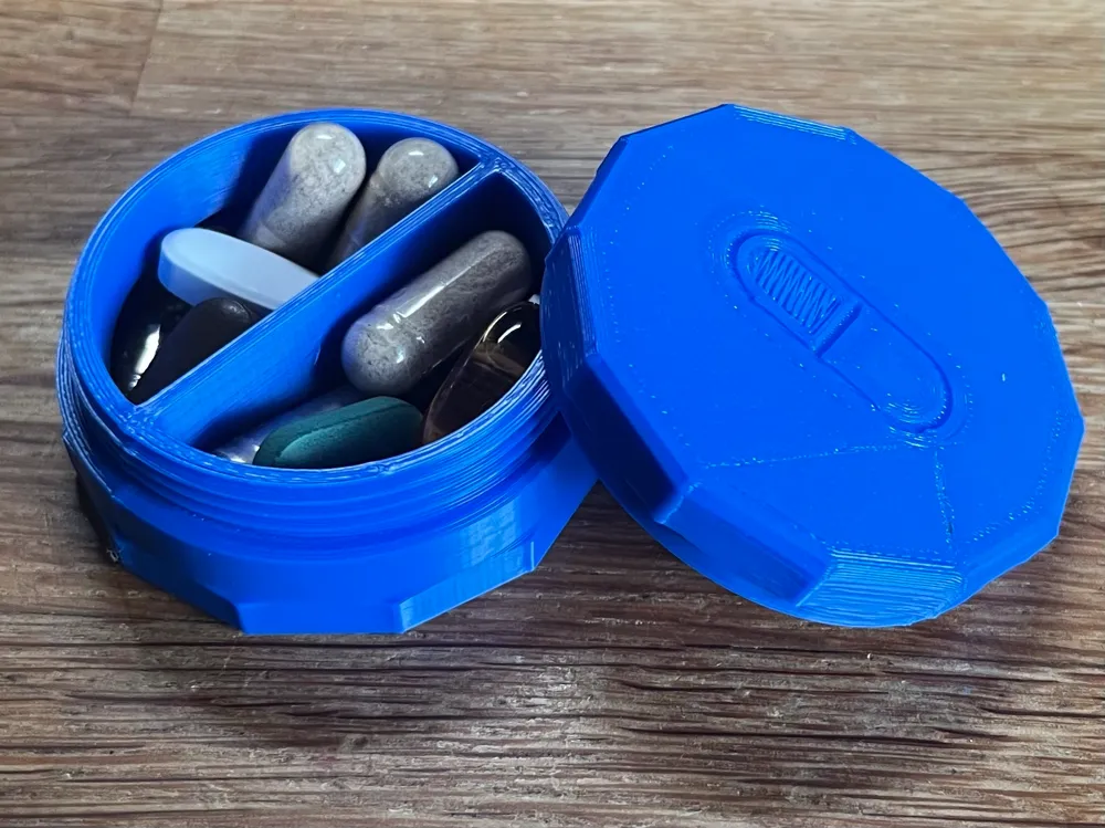 Screwtop Pill Container with 2 segments by BobbyDazzler - MakerWorld