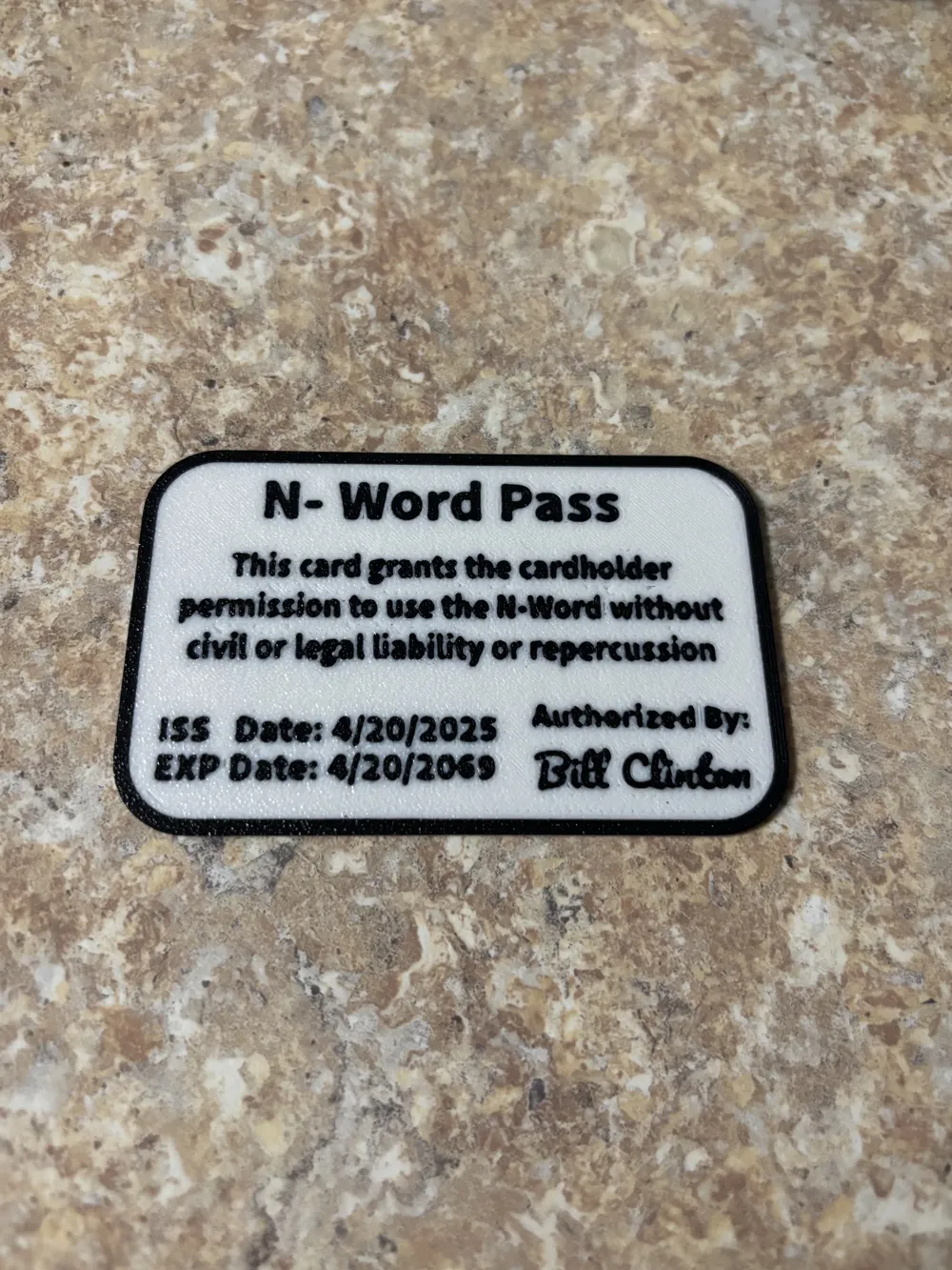 N Word Pass(customizable) by JDog_Death MakerWorld: Download Free 3D Models