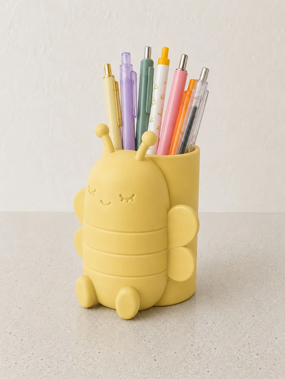 Cute Bee Pencil Holder | Kawaii Desk Organizer - Free 3D Print Model ...