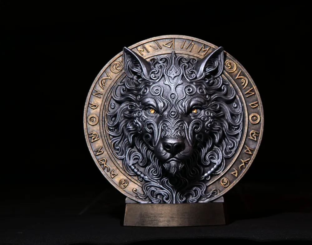 Wolf Head Wall Relief – Viking Runes - MakerWorld 3D Model | 3Drop