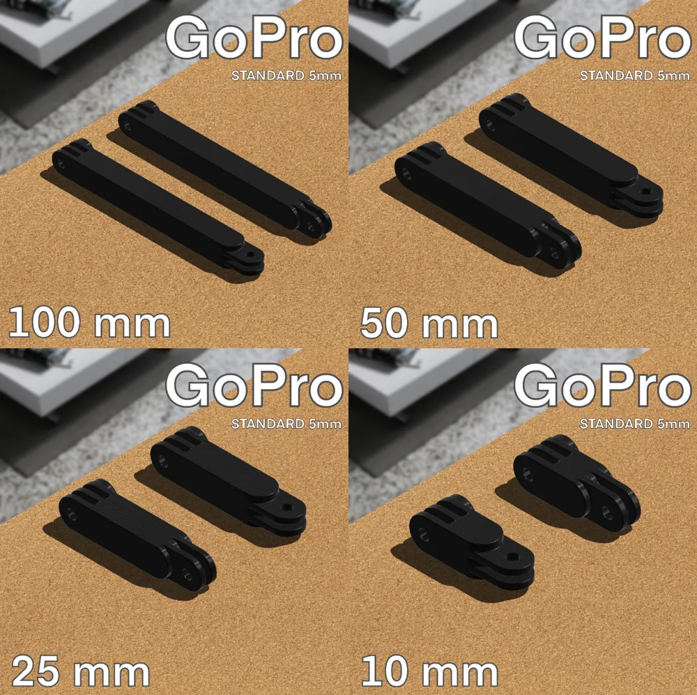 GoPro Mounts - 10mm to 100mm by 3D Poke MakerWorld: Download Free 3D Models