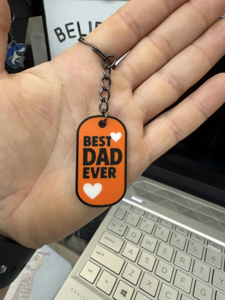Best Dad Ever Dog Tag Keychain - Free 3D Print Model - MakerWorld