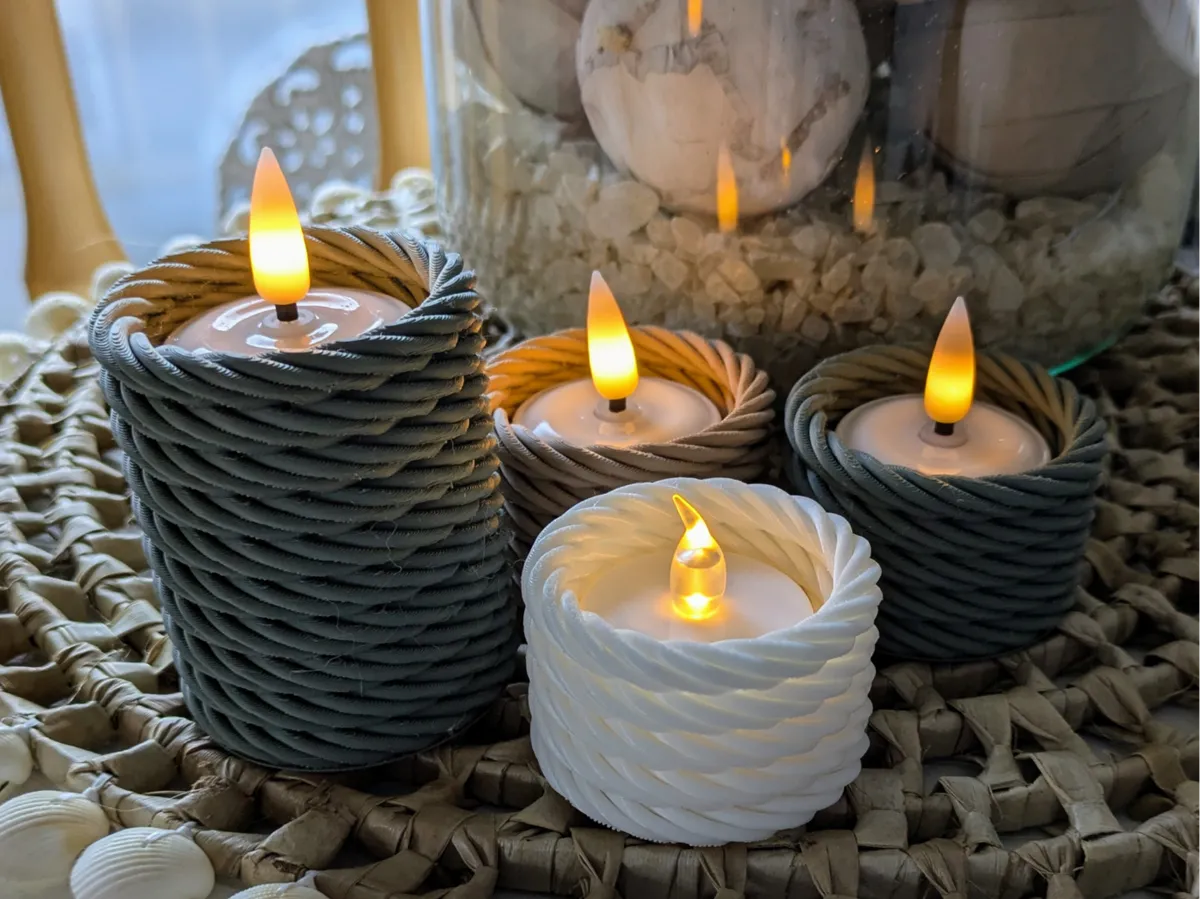 Modern tealight candle holder - rope (2 Sizes) - Free 3D Print Model ...