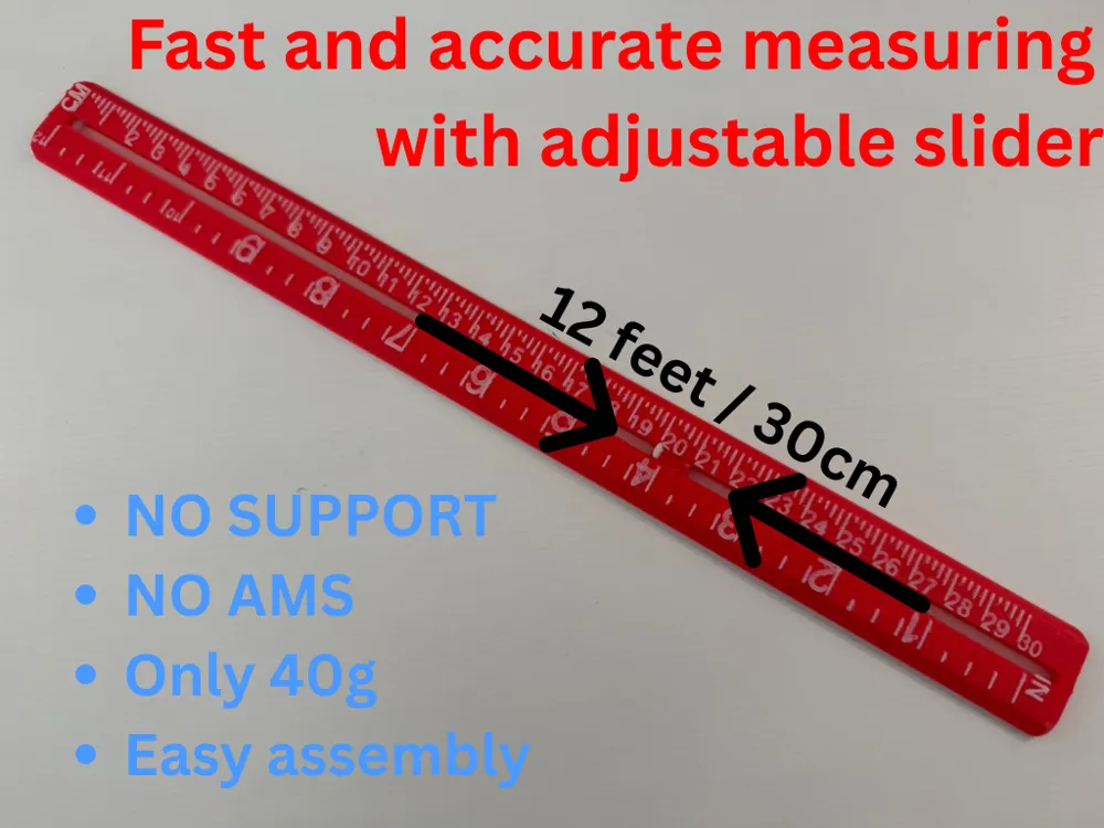 Advanced Multicolor Ruler with Slider 12ft/30cm - Free 3D Print Model ...