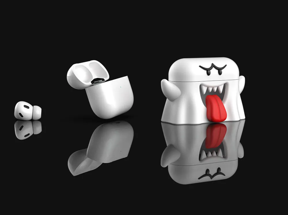 AirPods Pro Protective case Super Mario Boo Ghost - Free 3D Print Model ...